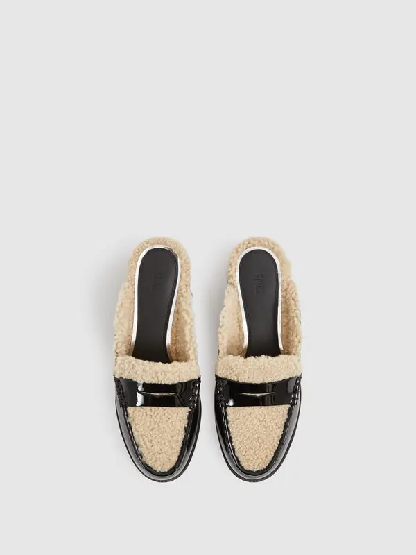 Paige Leather And Shearling Loafer Mules