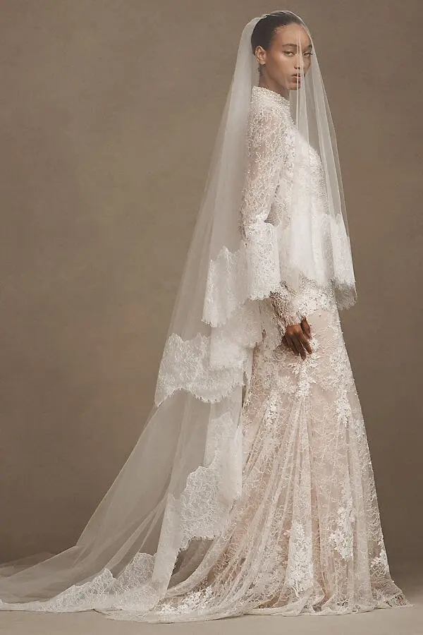 Watters Frances Cathedral Veil - Ivory