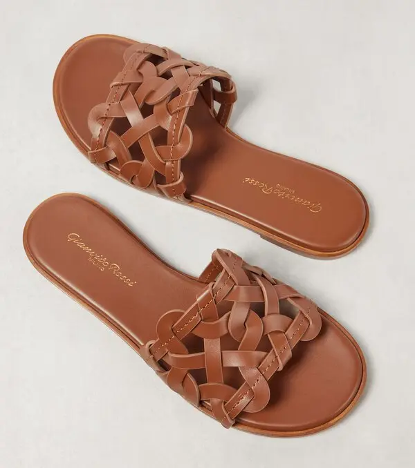 GIANVITO ROSSI Amalfi Leather Slides - Brown
