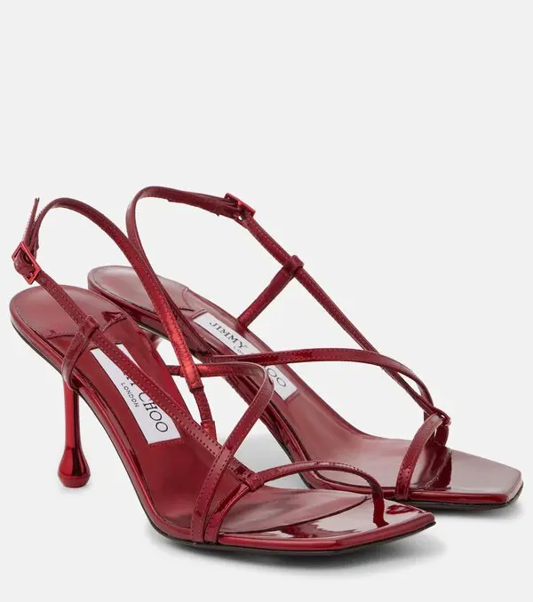 JIMMY CHOO Etana 80 Leather Sandals - Red