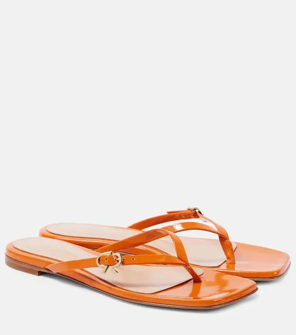 GIANVITO ROSSI Ribbon Patent Leather Thong Sandals - Yellow