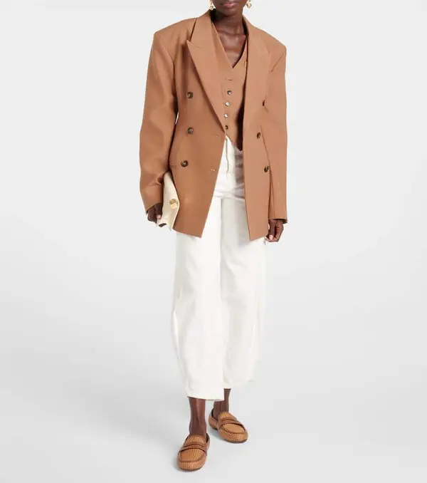GIANVITO ROSSI Leather-trimmed Raffia Loafers - Brown