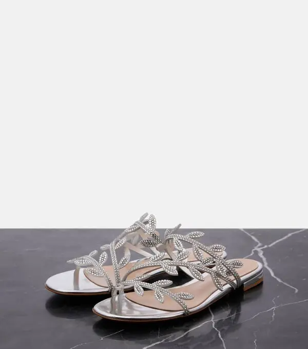 GIANVITO ROSSI Flavia Embellished Sandals - Silver