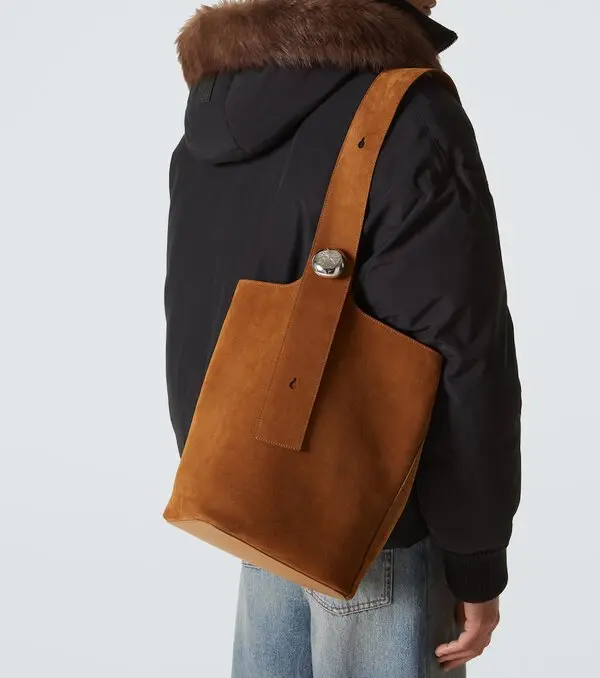 Loewe Pebble Large Suede Tote - Brown