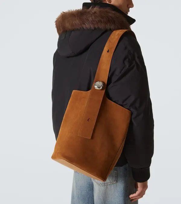 Loewe Pebble Large Suede Tote - Brown