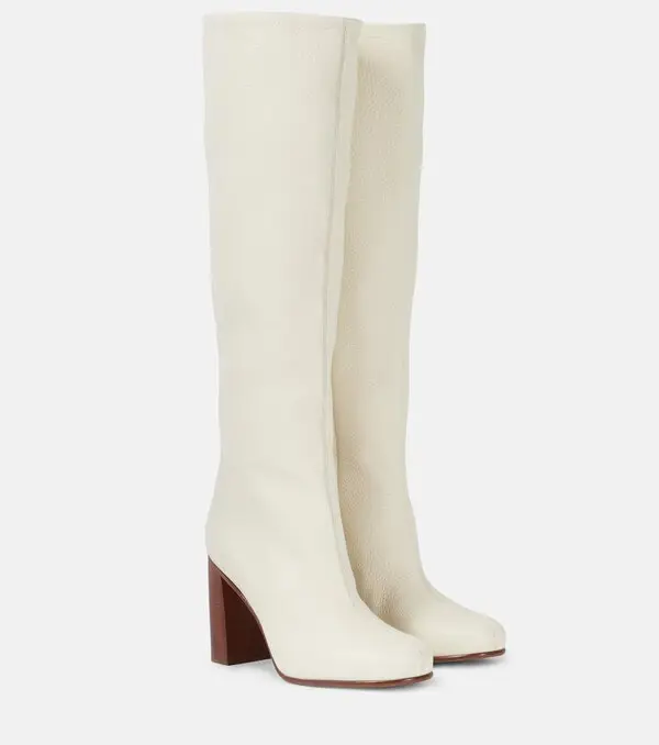 Khaite Willow Leather Knee-high Boots - White