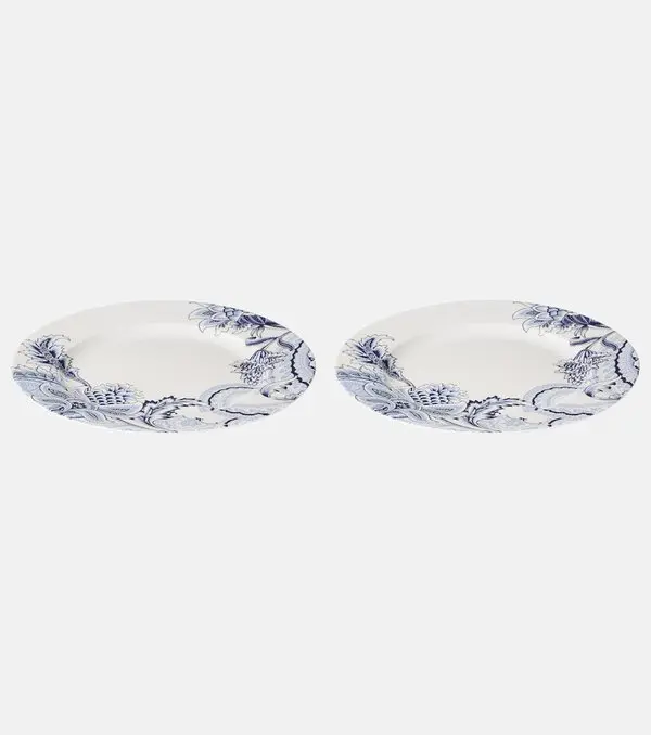 Etro Bloom Set Of 2 Porcelain Charger Plates - Blue