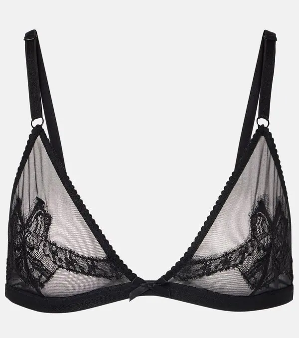 Dolce & Gabbana Lace-trimmed Tulle Bralette - Black