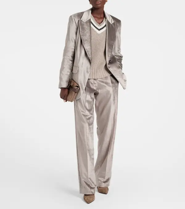 Brunello Cucinelli Cotton-blend Velvet Straight Pants