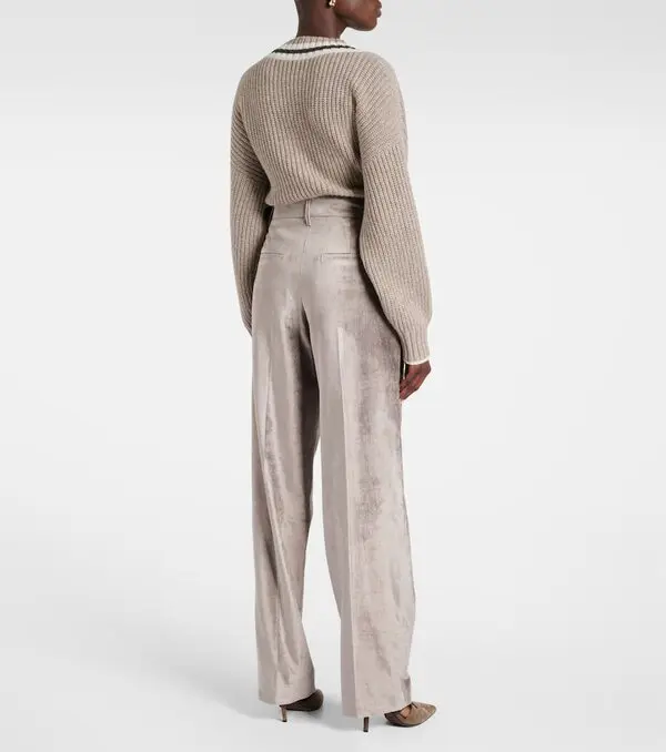 Brunello Cucinelli Cotton-blend Velvet Straight Pants