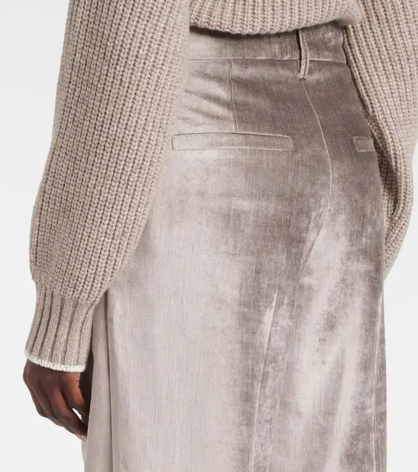 Brunello Cucinelli Cotton-blend Velvet Straight Pants