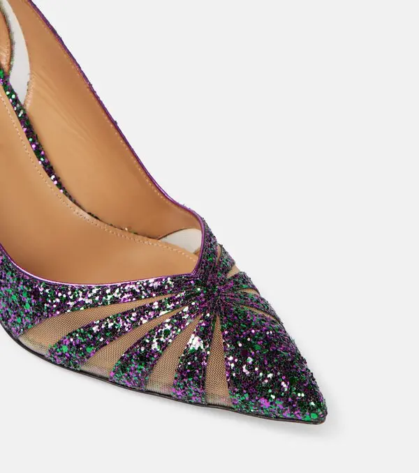 AQUAZZURA Spy 75 Glitter Mesh Pumps
