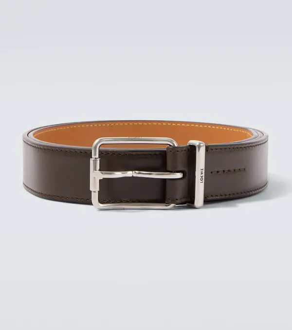 Loewe Roller Curve Leather Belt - Brown
