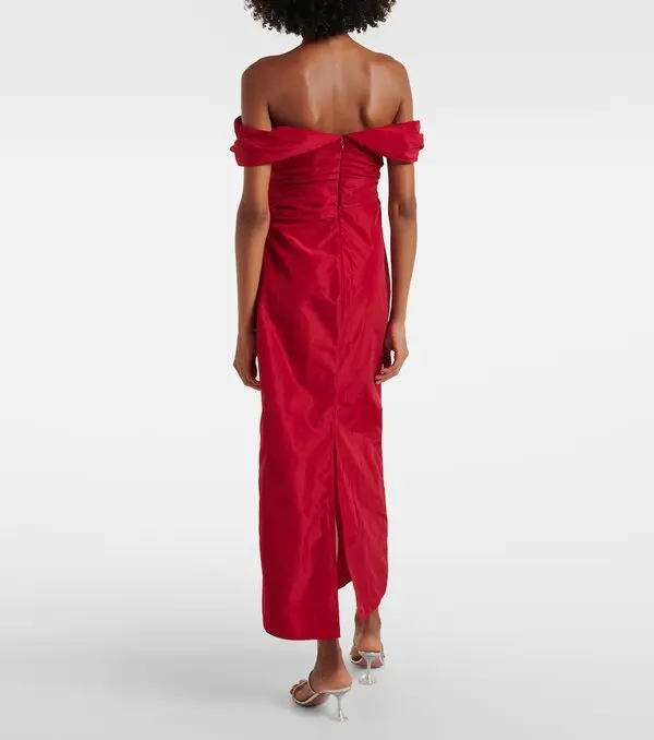 Staud Andrea Taffeta Midi Dress - Red