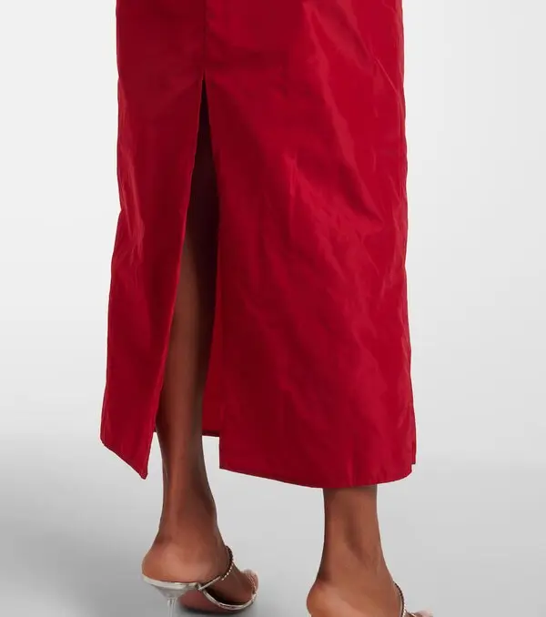 Staud Andrea Taffeta Midi Dress - Red