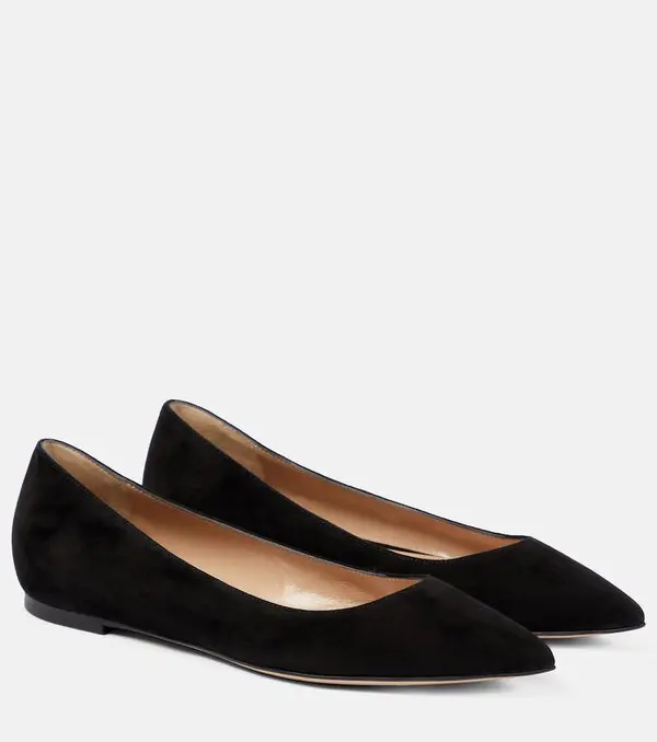 GIANVITO ROSSI Suede Ballet Flats - Black
