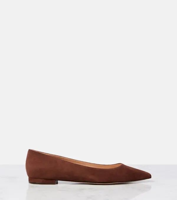 GIANVITO ROSSI Suede Ballet Flats - Brown