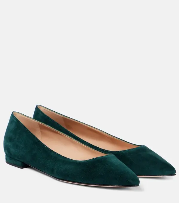 GIANVITO ROSSI Suede Ballet Flats - Green