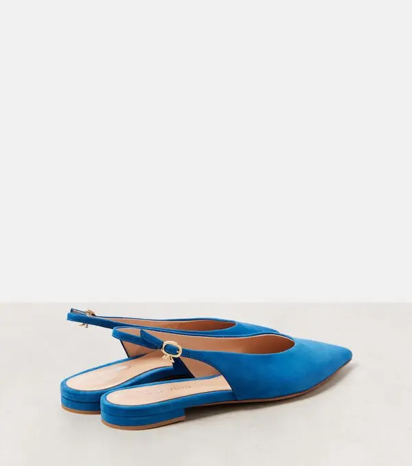 GIANVITO ROSSI Suede Slingback Flats - Blue