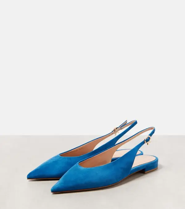 GIANVITO ROSSI Suede Slingback Flats - Blue