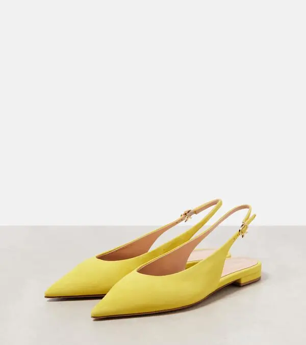 GIANVITO ROSSI Suede Slingback Flats - Yellow