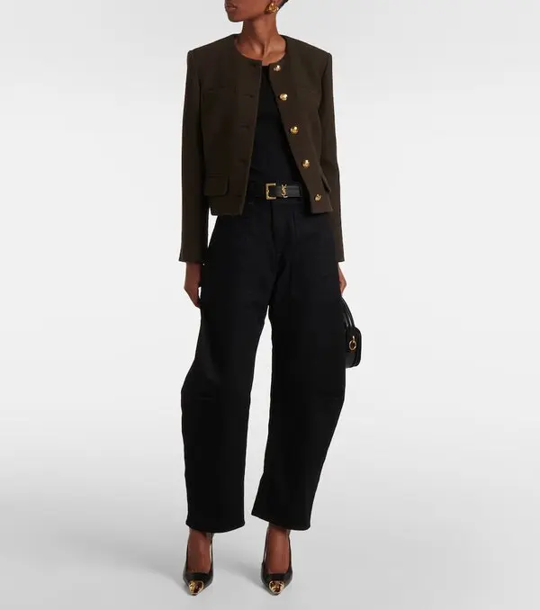 NILI LOTAN Shon High-rise Barrel-leg Jeans In Cream - Black