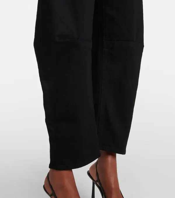 NILI LOTAN Shon High-rise Barrel-leg Jeans In Cream - Black
