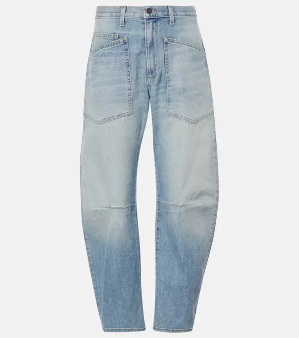 NILI LOTAN Shon High-rise Barrel-leg Jeans In Summer Wash - Blue