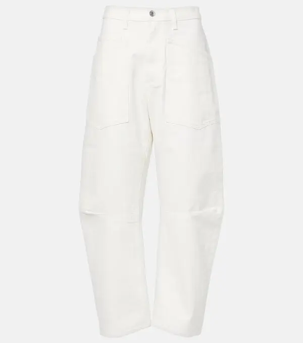 NILI LOTAN Shon High-rise Barrel-leg Jeans In Cream - White