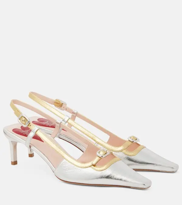 ROGER VIVIER Viv' Canard 55 Metallic Pumps - Silver