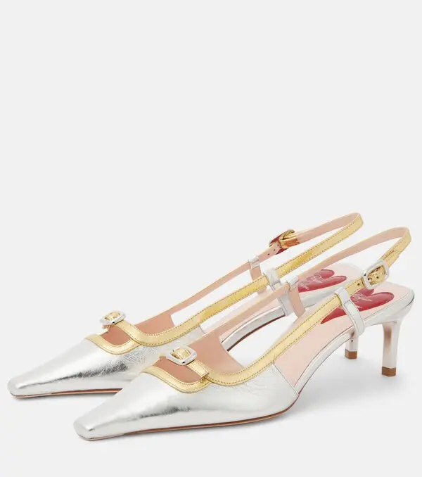 ROGER VIVIER Viv' Canard 55 Metallic Pumps - Silver
