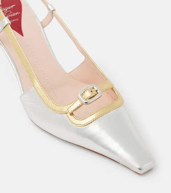 ROGER VIVIER Viv' Canard 55 Metallic Pumps - Silver