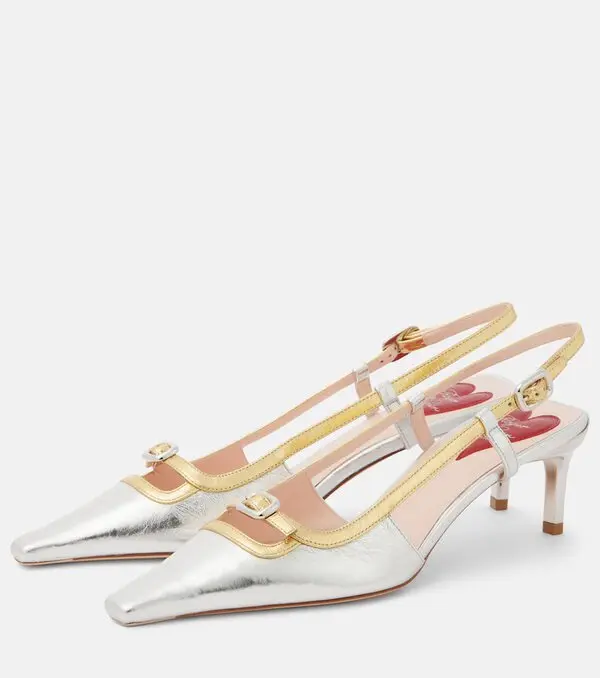 ROGER VIVIER Viv' Canard 55 Metallic Pumps - Silver