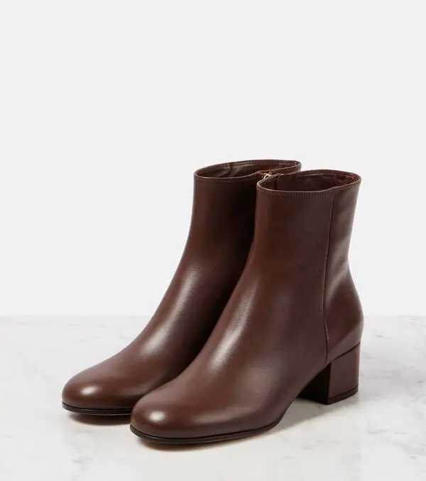 GIANVITO ROSSI Joelle Leather Ankle Boots - Brown