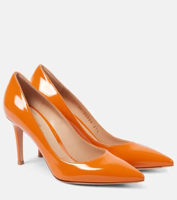GIANVITO ROSSI Patent Leather Pumps - Orange