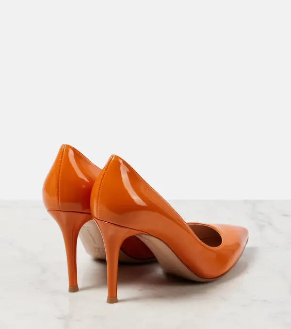 GIANVITO ROSSI Patent Leather Pumps - Orange