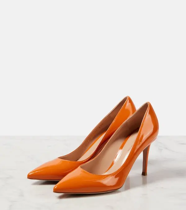 GIANVITO ROSSI Patent Leather Pumps - Orange