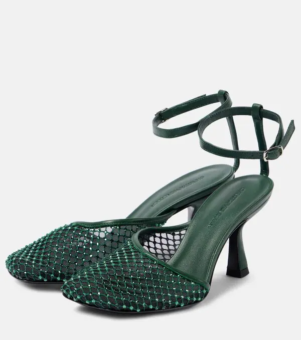 Christopher Esber Minette 80 Crystal-embellished Pumps - Green