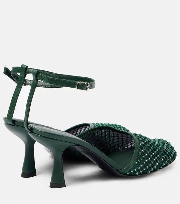 Christopher Esber Minette 80 Crystal-embellished Pumps - Green