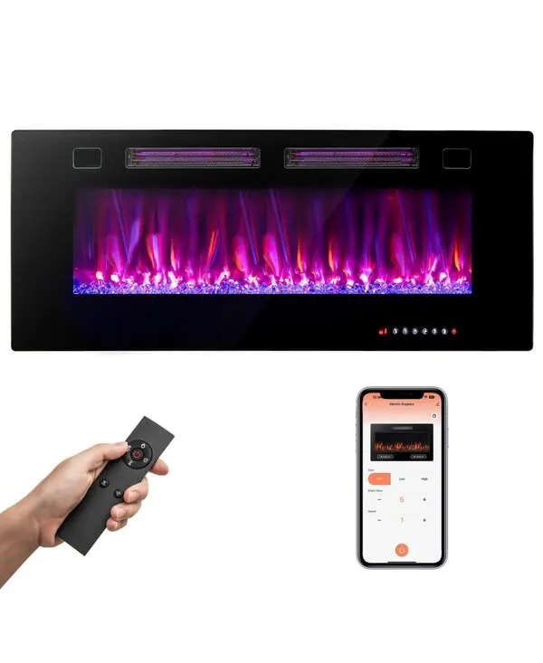 SUGIFT 42-inch Ultra-thin Electric Fireplace With Smart App Control - Black