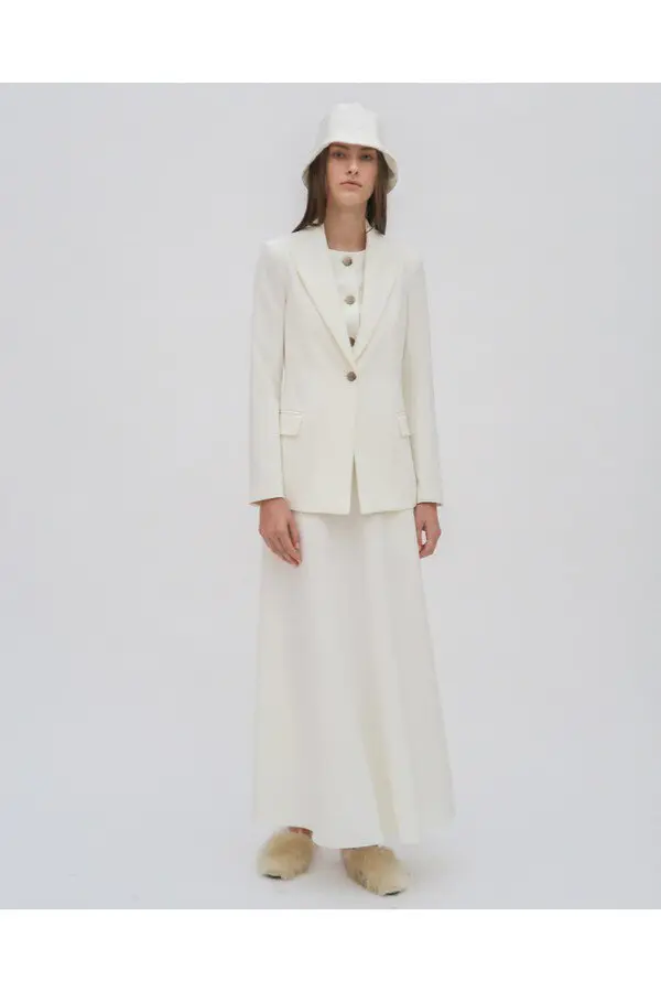 Rosetta Getty Peak Lapel Technical Cady Jacket - White