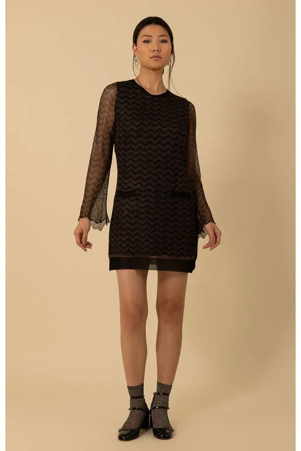 Hale Bob Madelynn Lurex Knit Mini Dress - Black