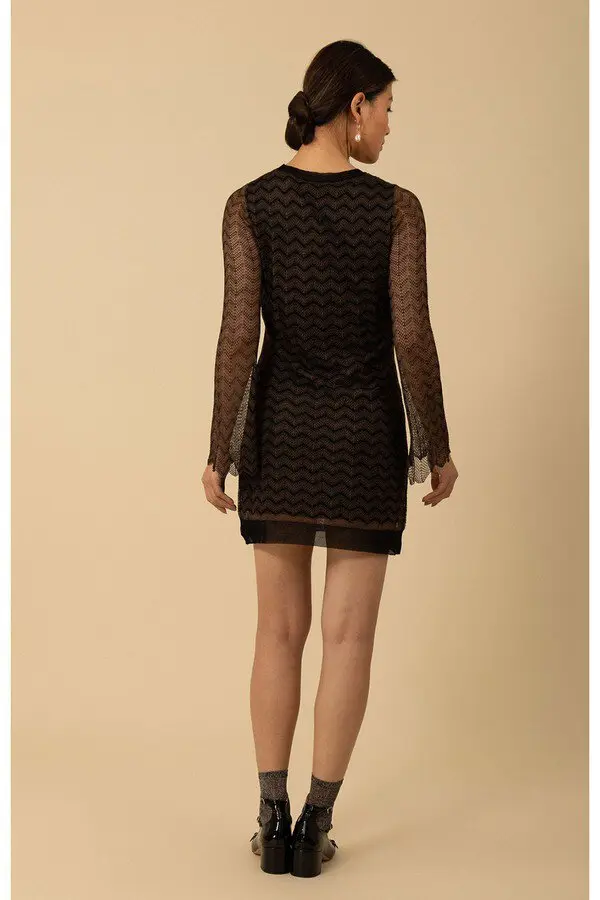 Hale Bob Madelynn Lurex Knit Mini Dress - Black