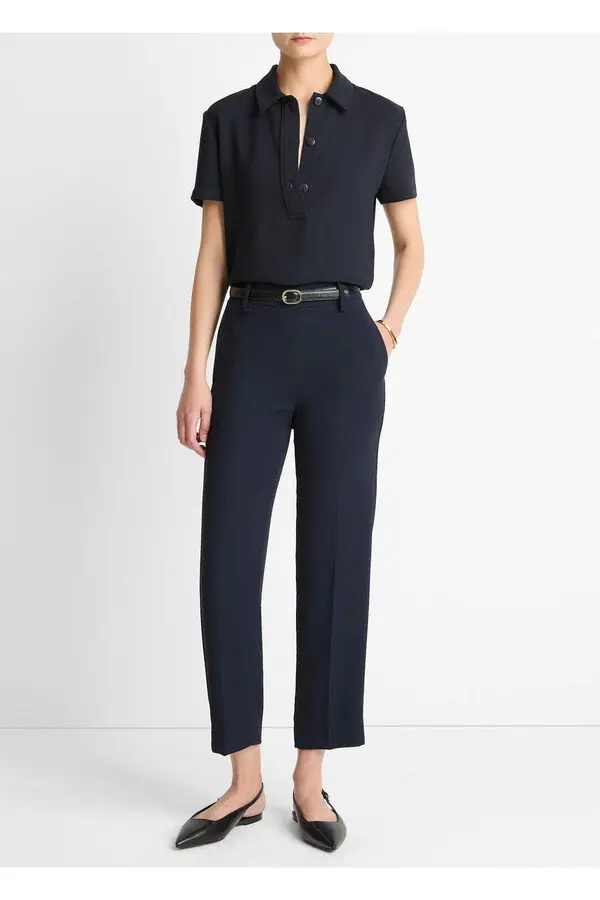 Vince Crepe Tapered Pull-on Pant - Black