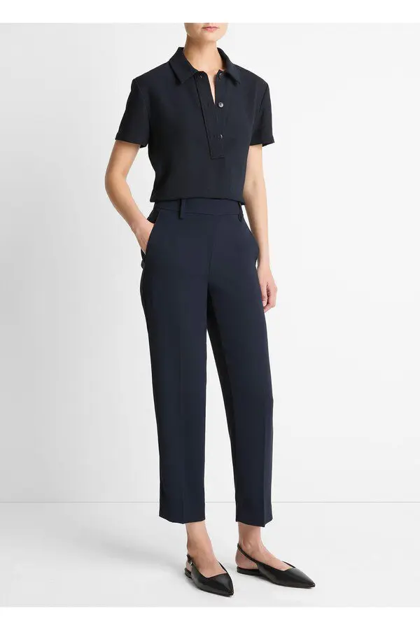 Vince Crepe Tapered Pull-on Pant - Black