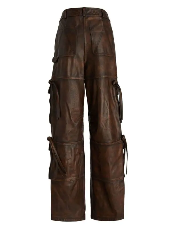 ANDREĀDAMO Leather Straight-leg Trousers
