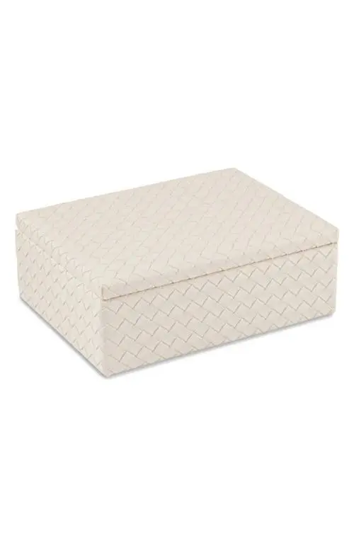 BEY-BERK Anastasia Woven Leather Trinket Box - Cream