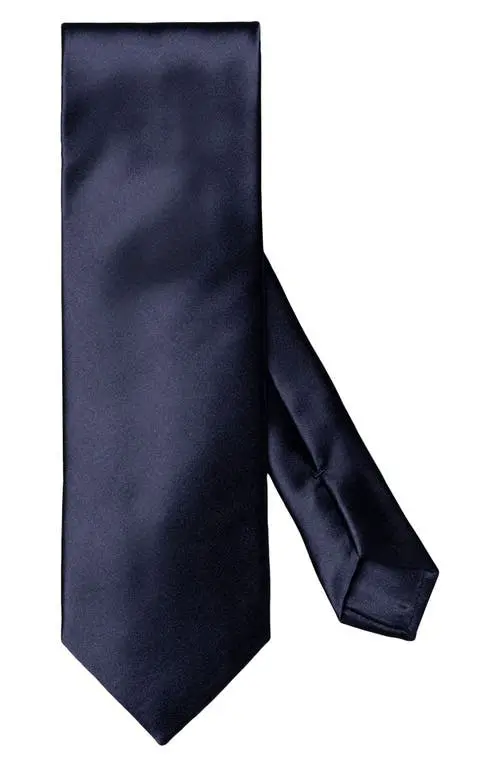 Eton Solid Silk Neck Tie - Navy