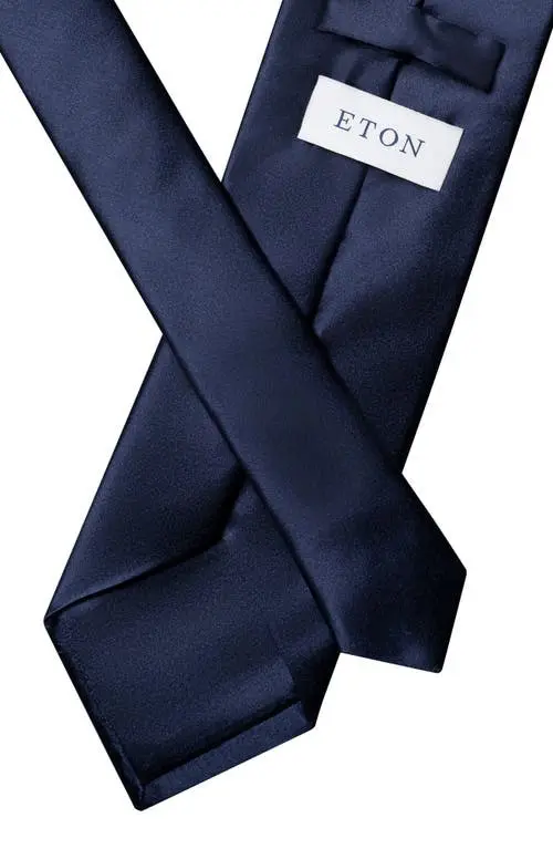 Eton Solid Silk Neck Tie - Navy
