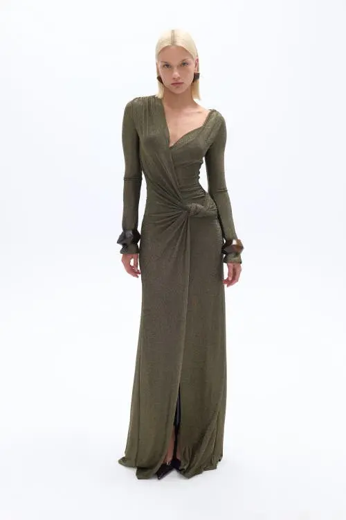 chinese dress ladies Aurora Midnight Navy Taffeta Double Breasted Flared Maxi Dress